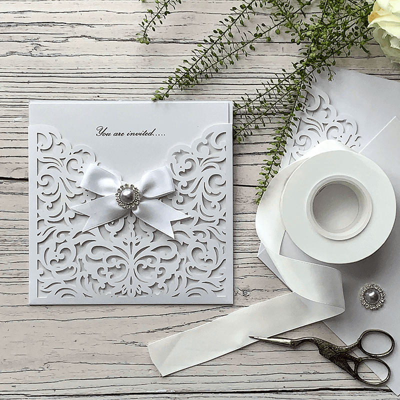 Lucy Wedding Invitation - White - Imagine DIY